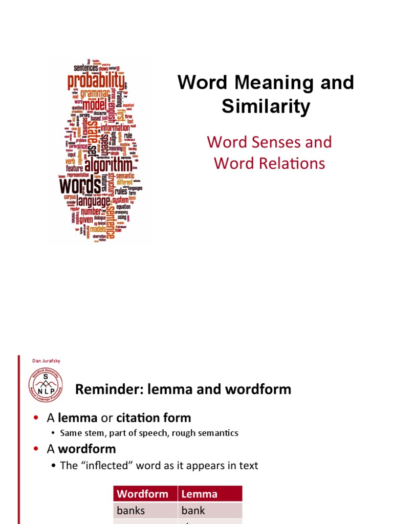 Lecture 8 - Semantic Similarity Vector Semantic - Sem | PDF | Lexical Semantics | Semantics