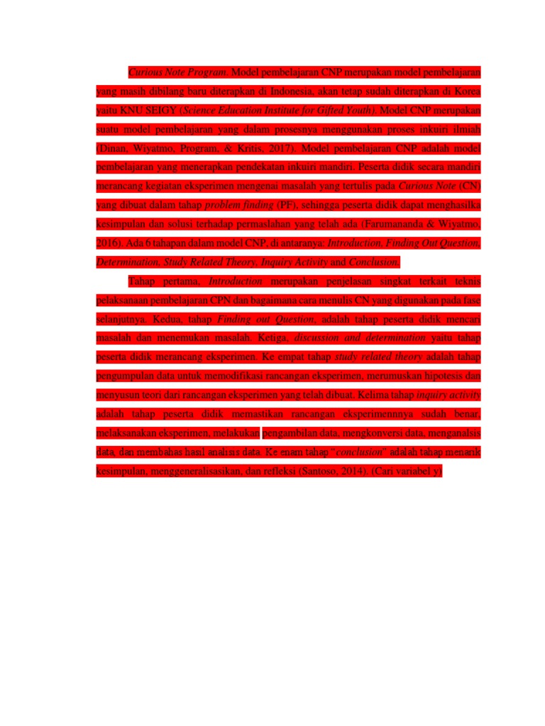 Curious Note Program. Model Pembelajaran CNP Merupakan Model ...