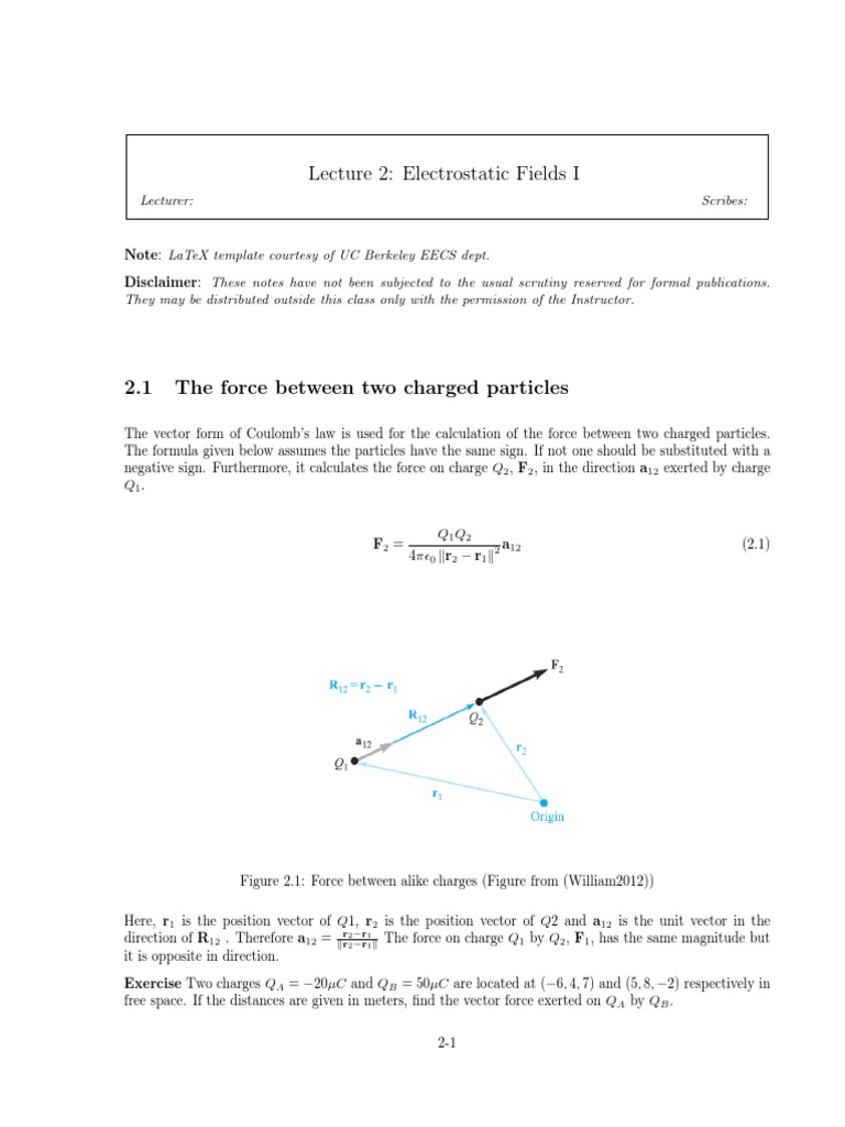 Electrostatic Field Lec2 | PDF | Flux | Electric Field