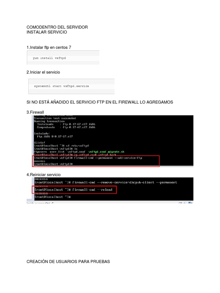 FTP (Centos 7 y Windows 10) | PDF