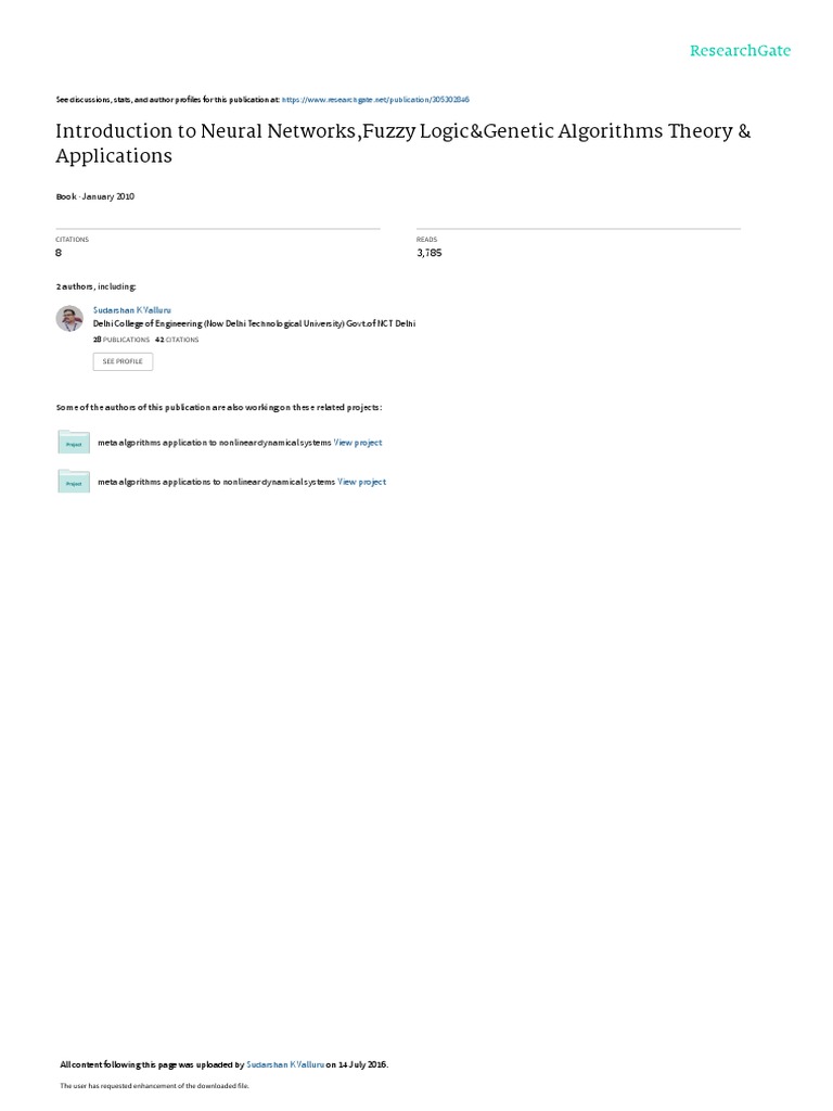 Introduction To Neural Networks Fuzzy Logicandgenetic Algorithms Theory And Applications Pdf