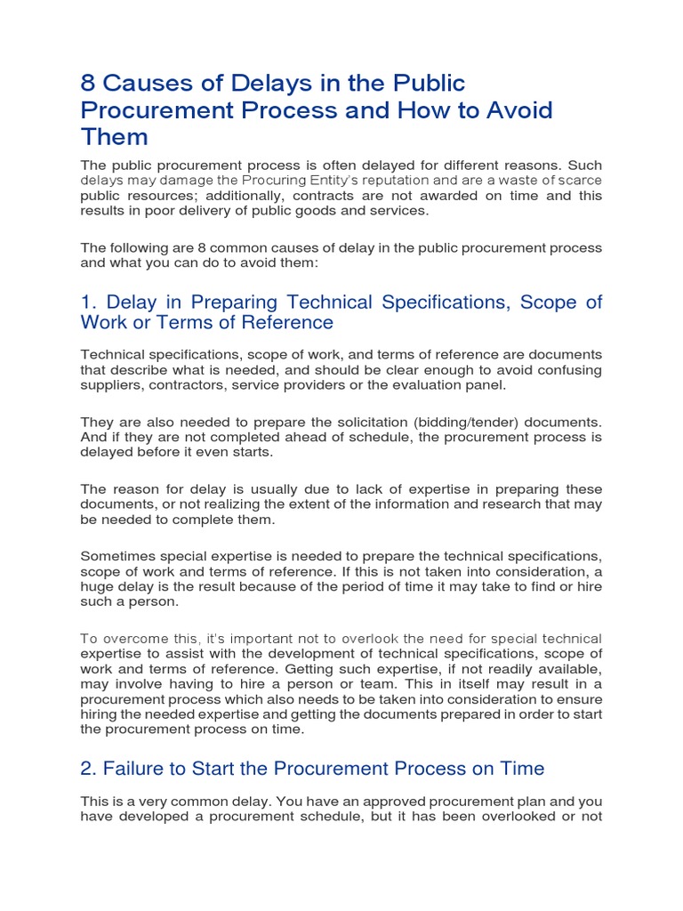 Causes and Solutions for Procurement Delays | PDF | Procurement ...