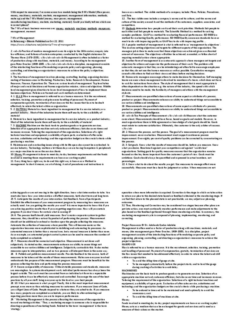 7 Ms | PDF | Goal | Business