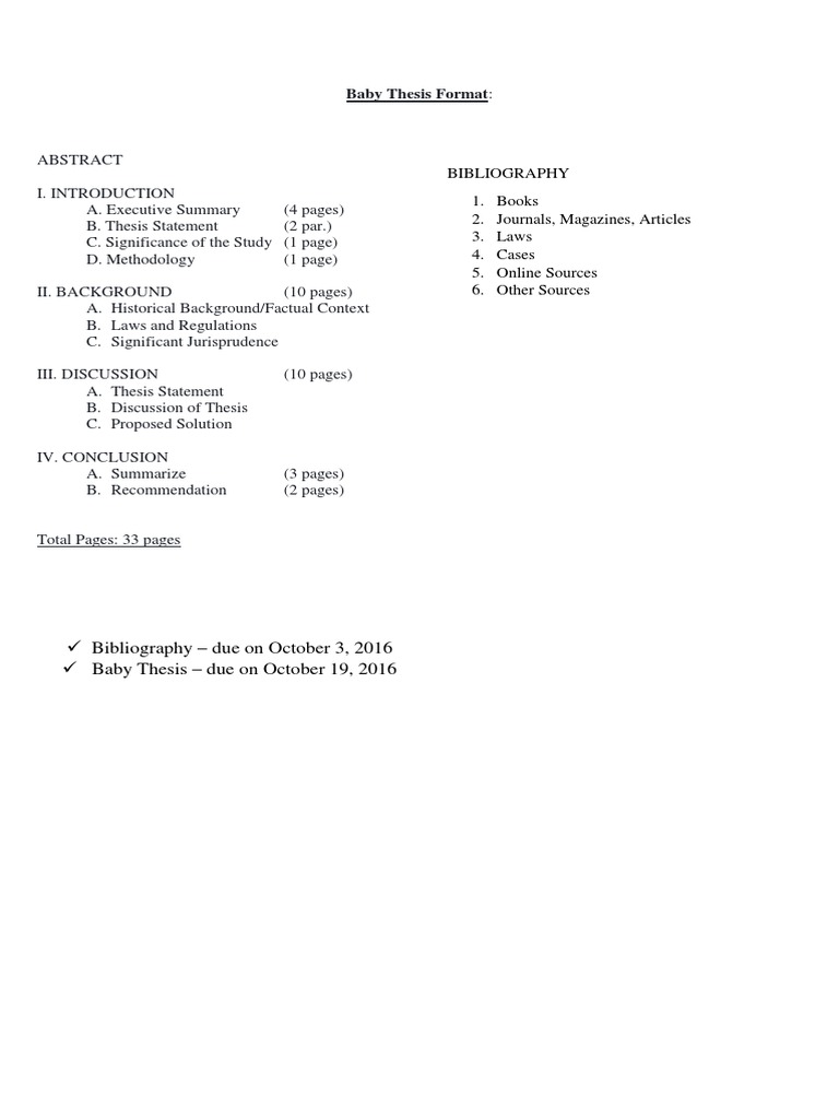 Baby Thesis Format | PDF