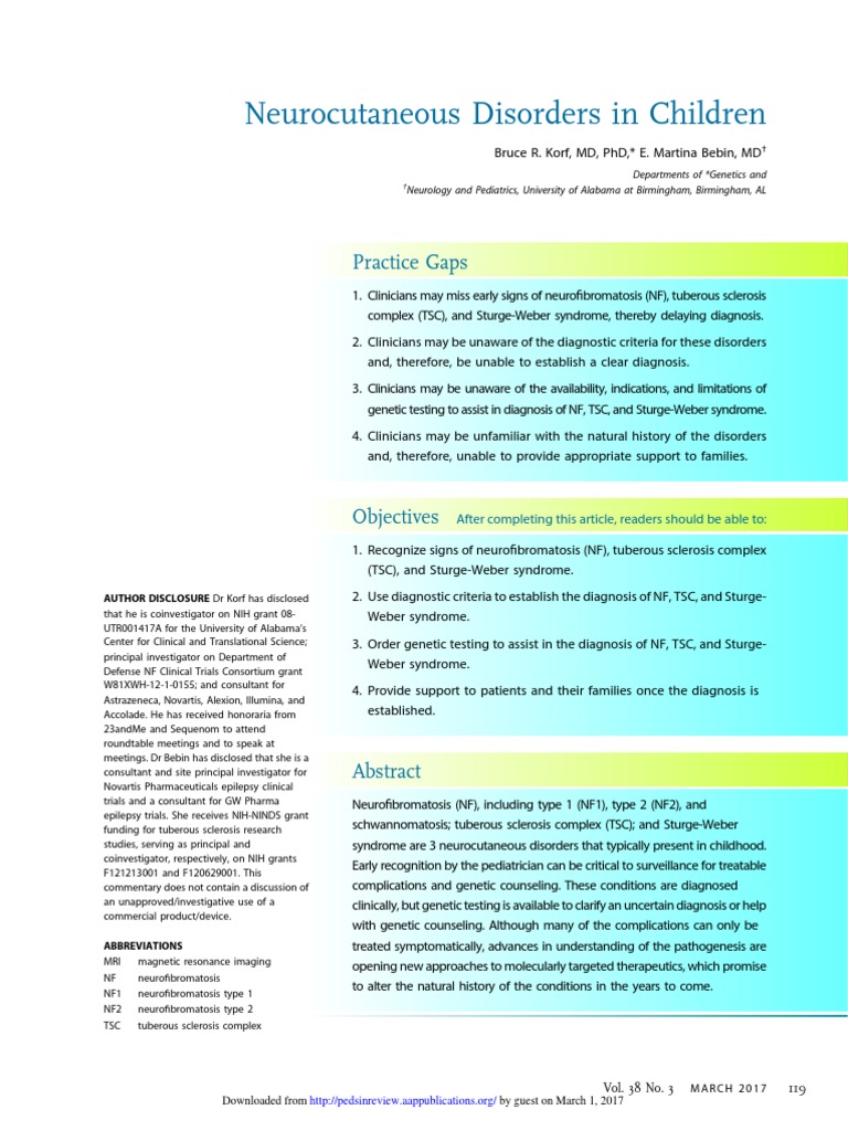 Neurocutaneous Disorders in Children: Practice Gaps | PDF | Medical ...