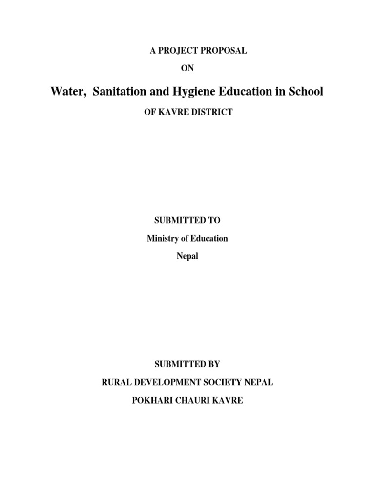 Water, Sanitation and Hygiene Education in School: A Project Proposal ...