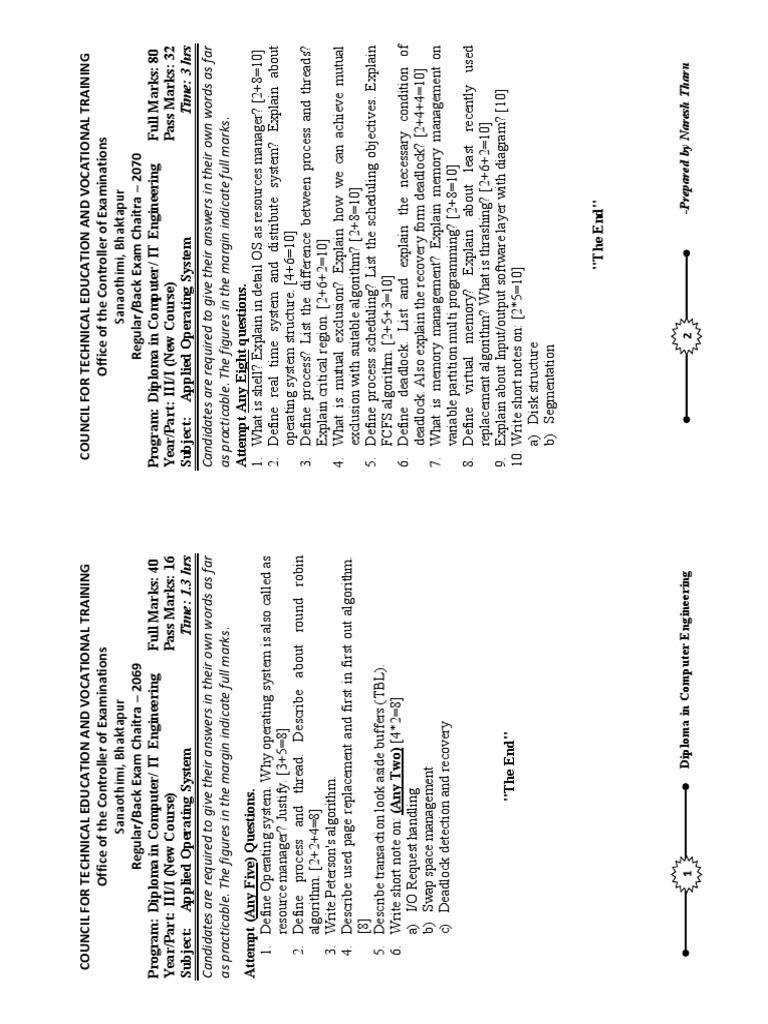 Question of Operating System | PDF | Scheduling (Computing) | Operating ...