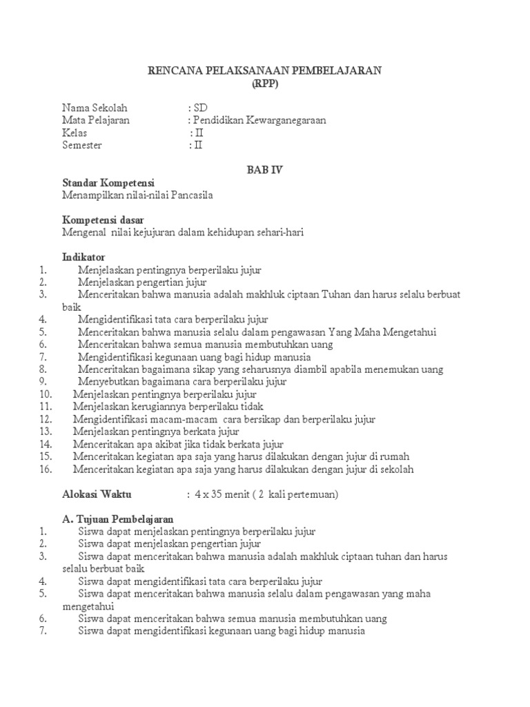 Contoh RPP PKN Bagus | PDF | Karier & Perkembangan | Pengembangan Diri