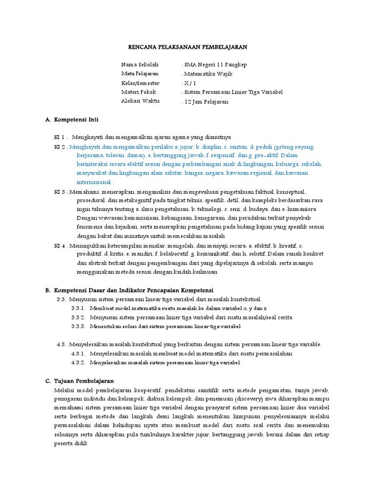 RPP Bab 3 SPLTV | PDF