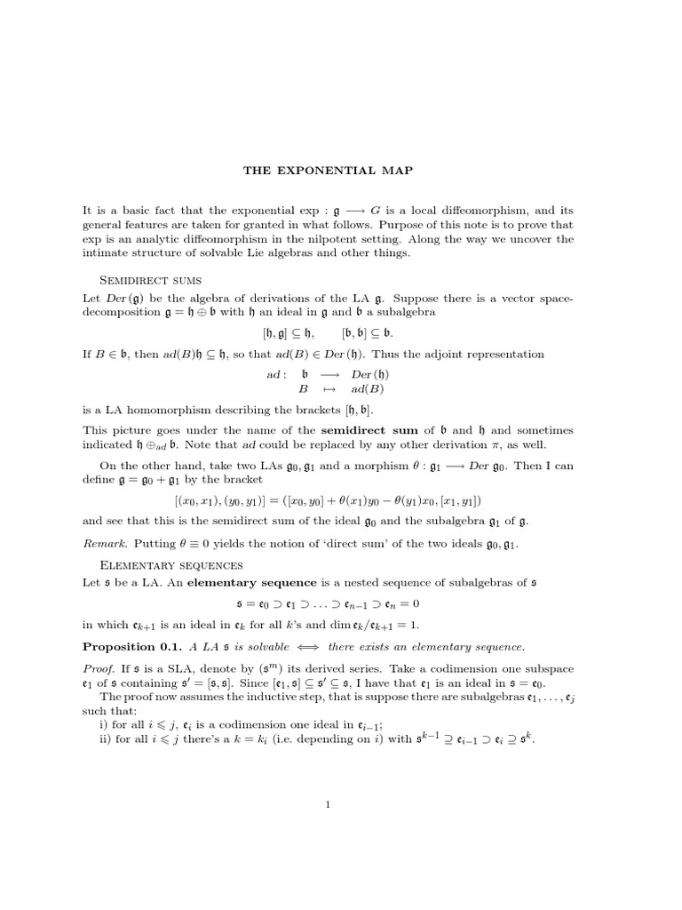 The Exponential Map | PDF | Lie Algebra | Universal Algebra