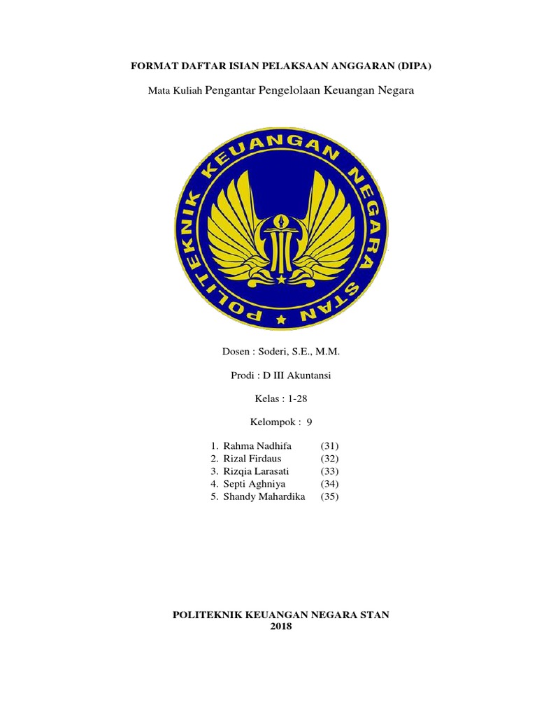 Format DIPA Anggaran 20XX | PDF