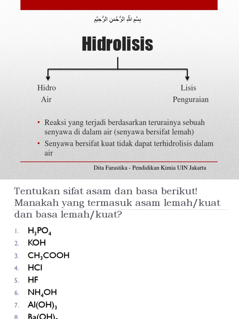 Materi 5. Hidrolisis Dan Buffer | PDF | Sains & Matematika