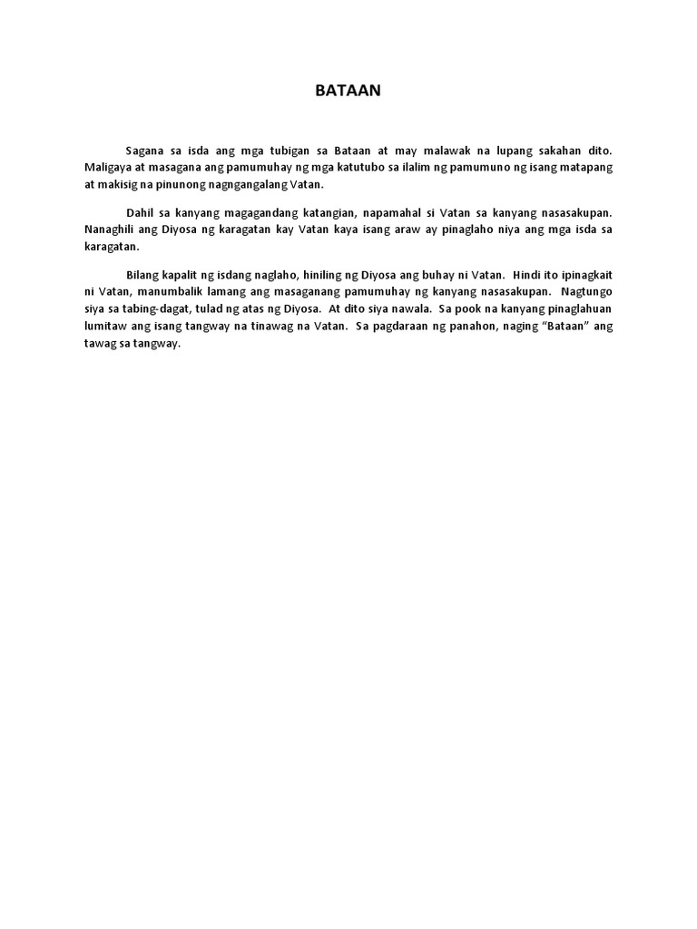 Alamat NG Bataan - Text | PDF