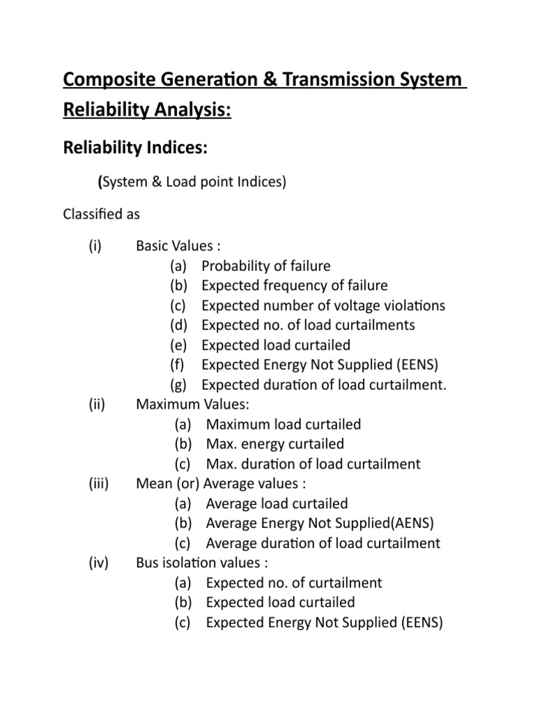 Composite Generation & Transmission System Reliability Analysis | PDF | Electric Power ...