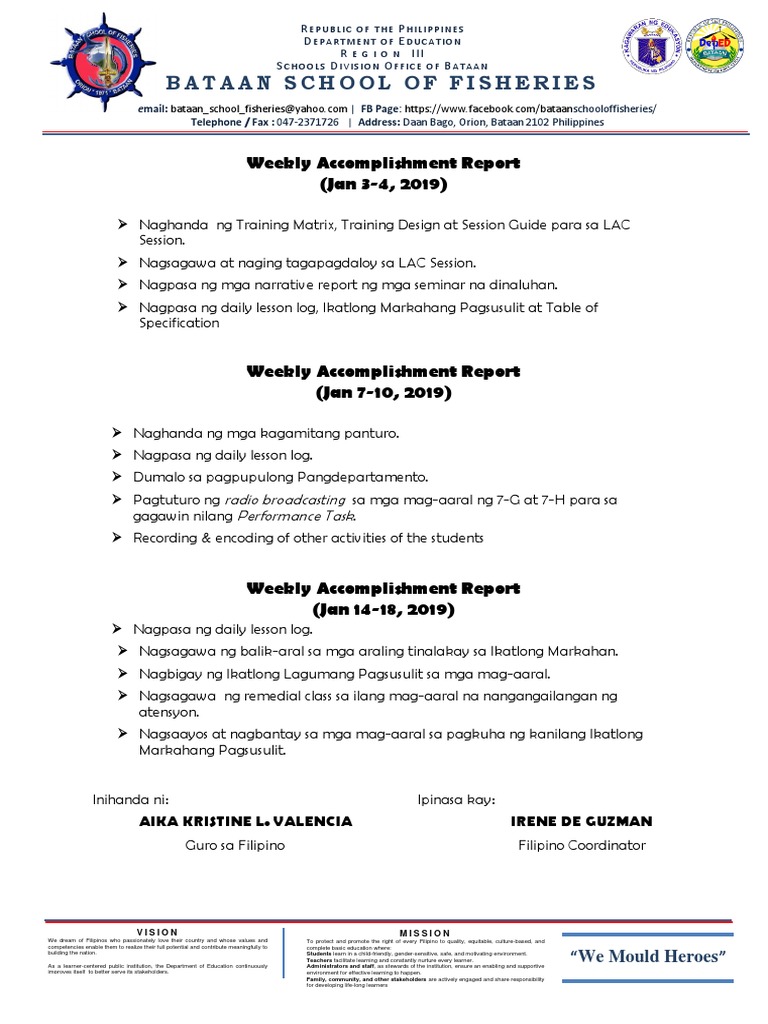 Jan. Accomplishment Report | PDF | Philippines | Behavior Modification