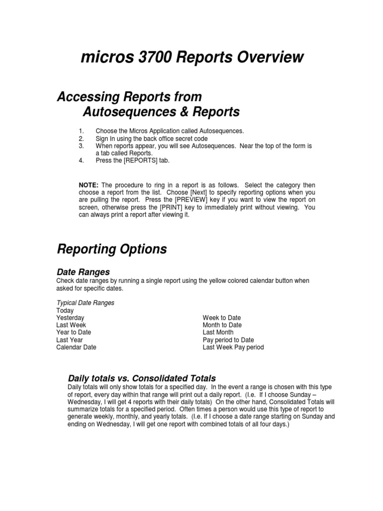 Micros 3700 Reporting Guide | PDF | Gratuity | Payroll Tax