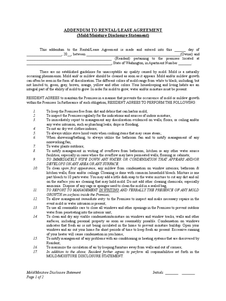 Mold Addendum | PDF | Indemnity | Mold