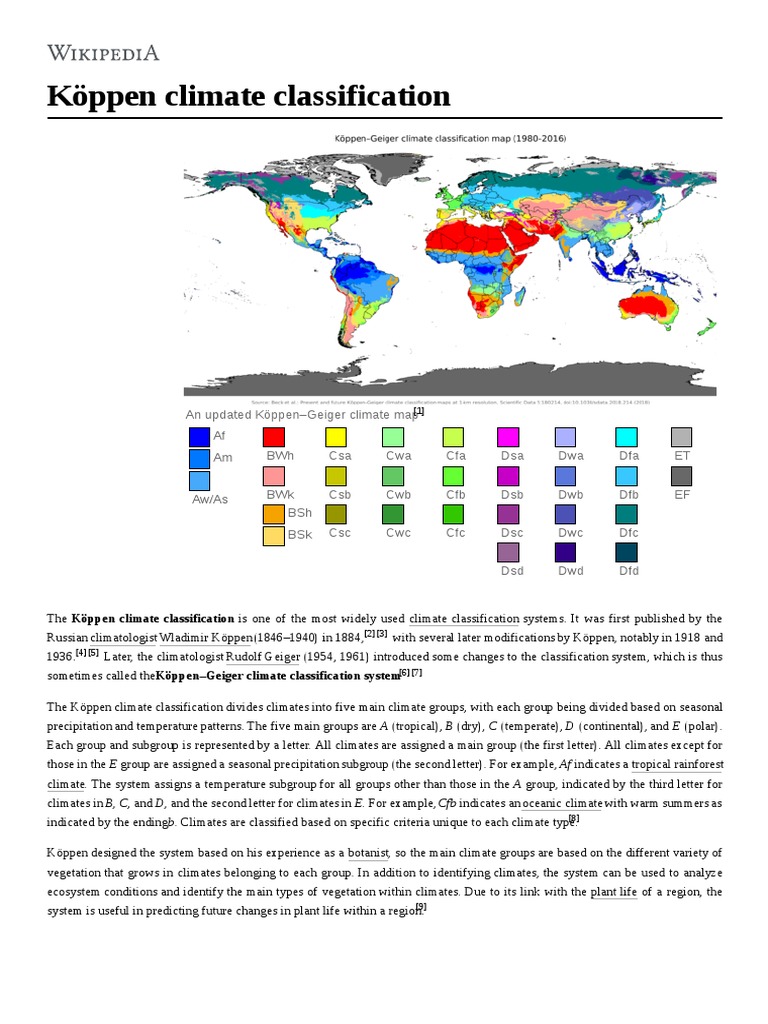 Köppen Climate Classification PDF | Download Free PDF | Oceanic Climate ...