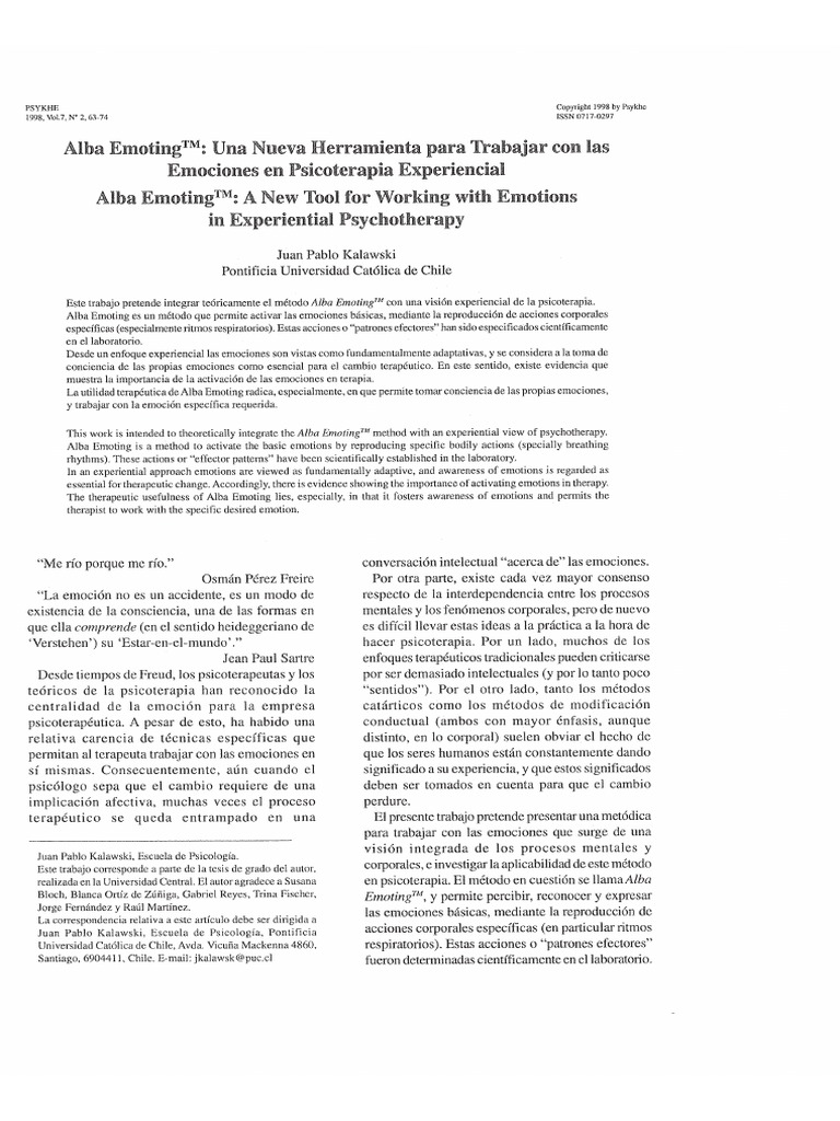 Alba Emoting y Terapia Experiencial PDF | PDF