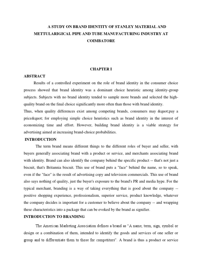 A Study On Brand Identity | PDF | Brand | Mass Media