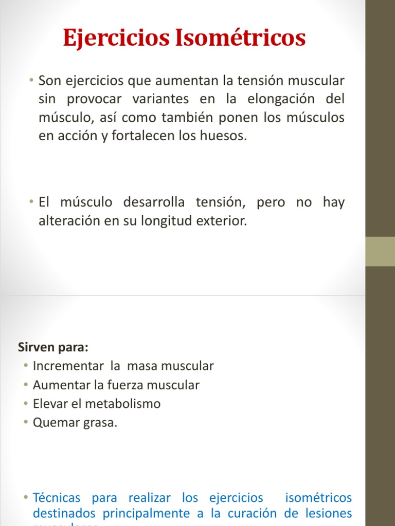 Ejercicios Isométricos - TABLA | PDF | Músculo | Tejido (biología)