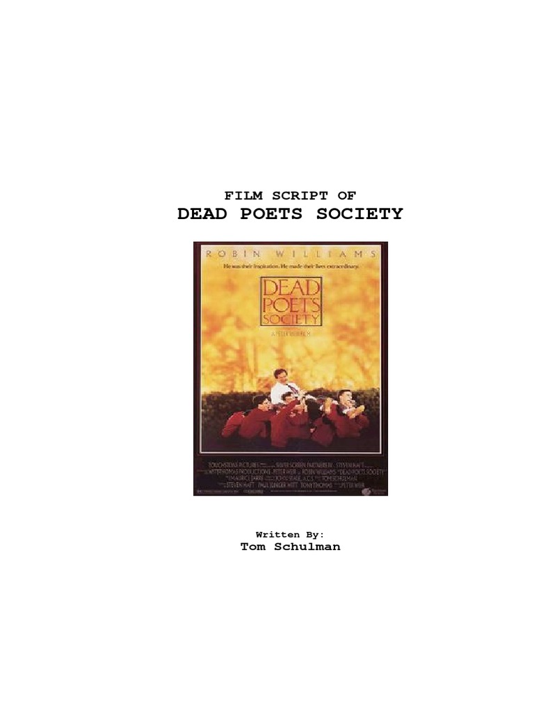 Tom Schulmann - Dead Poets Society Film Script | PDF