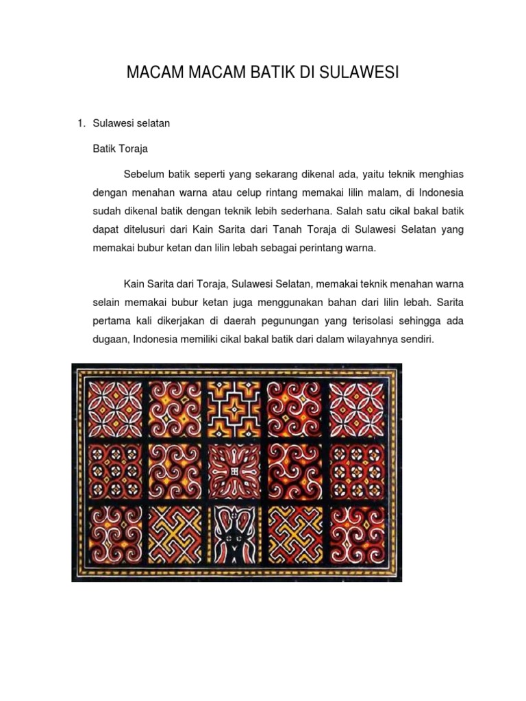 Ragam Batik Khas Sulawesi | PDF | Perjalanan