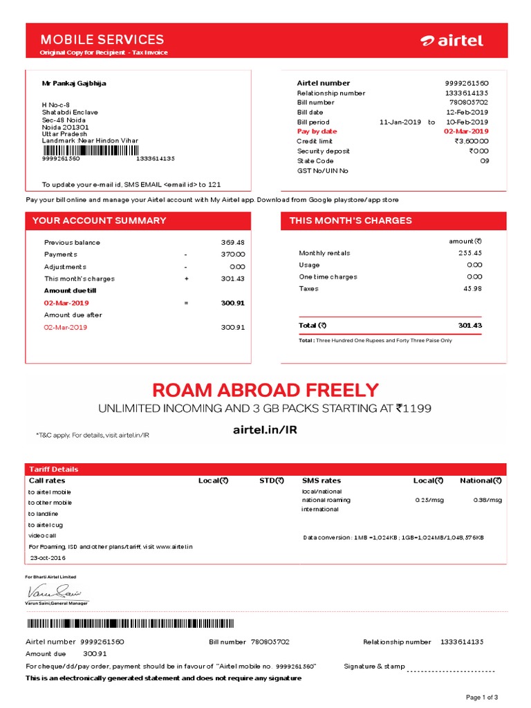 Mobile Services: Your Account Summary This Month'S Charges | PDF ...
