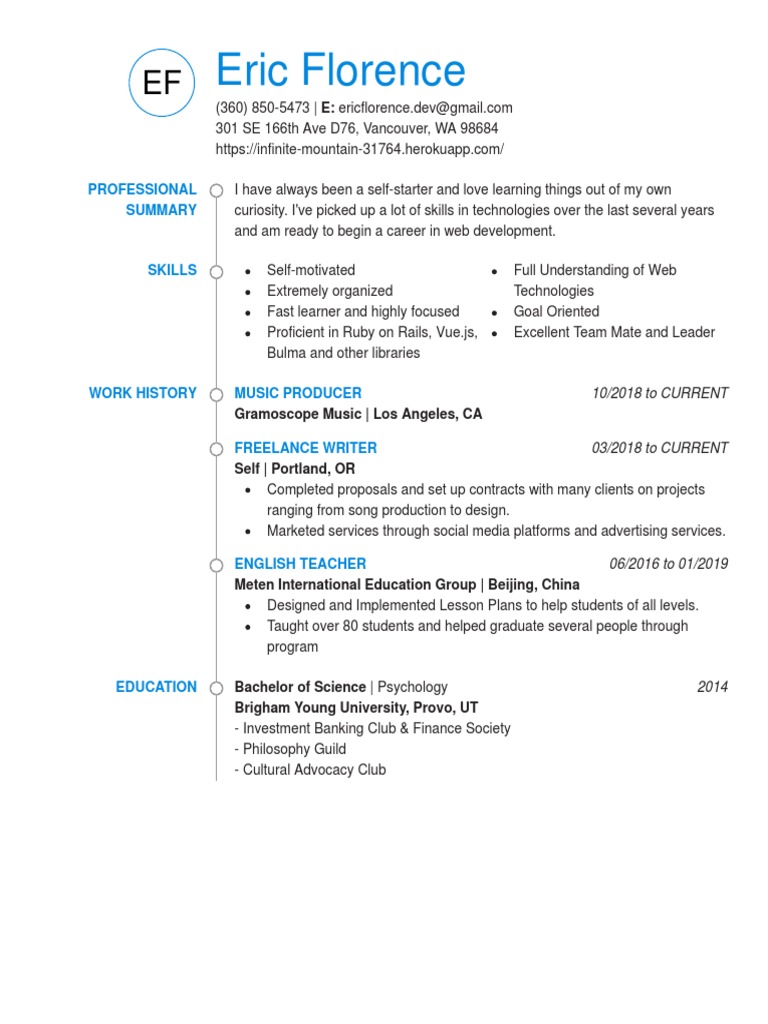 Resume - Eric Florence | PDF | Art