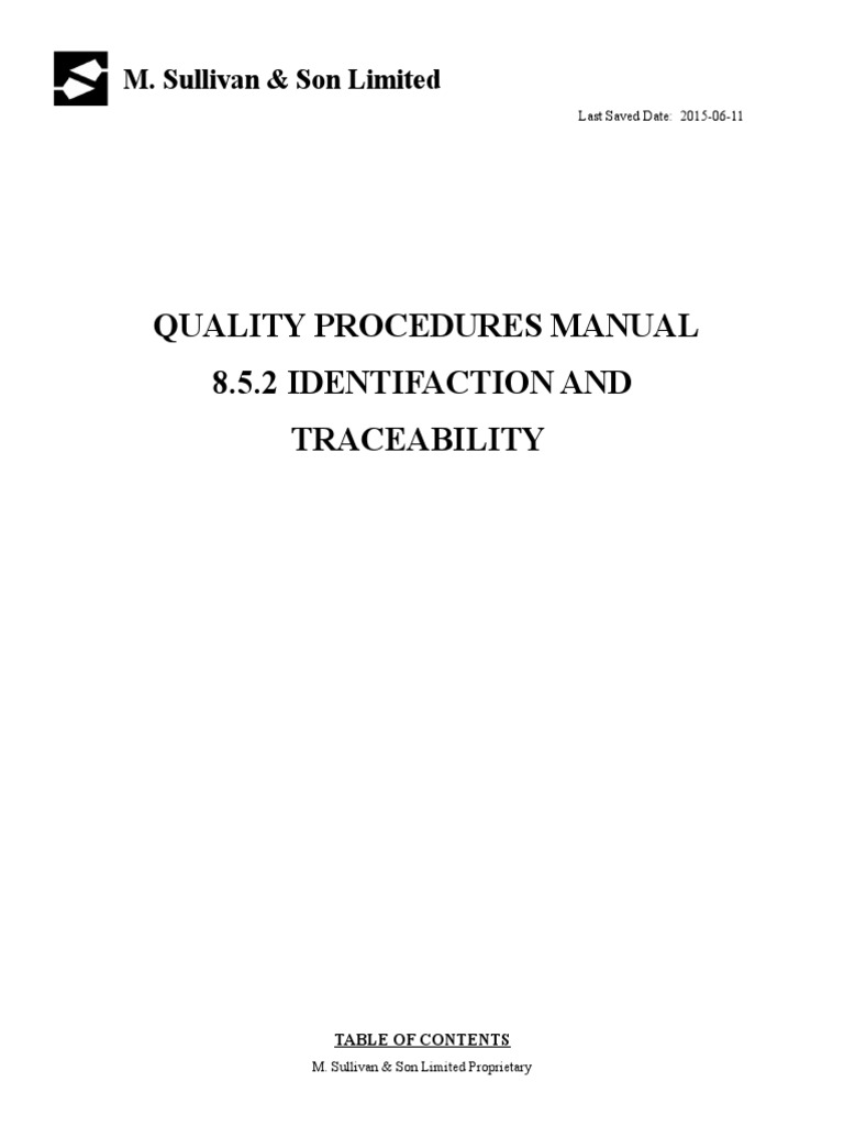 8.5.2 Identification and Traceability | PDF | Specification (Technical ...