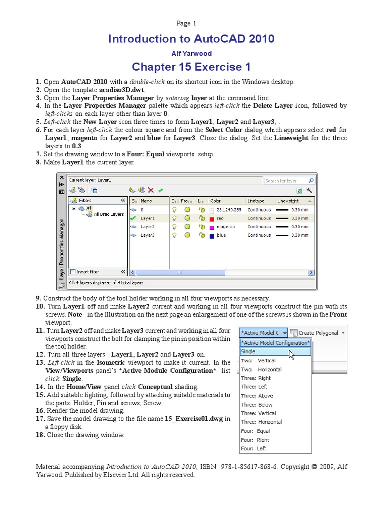 Introduction To Autocad 2010 Chapter 15 Exercise 1: Left-Clicks On Each ...