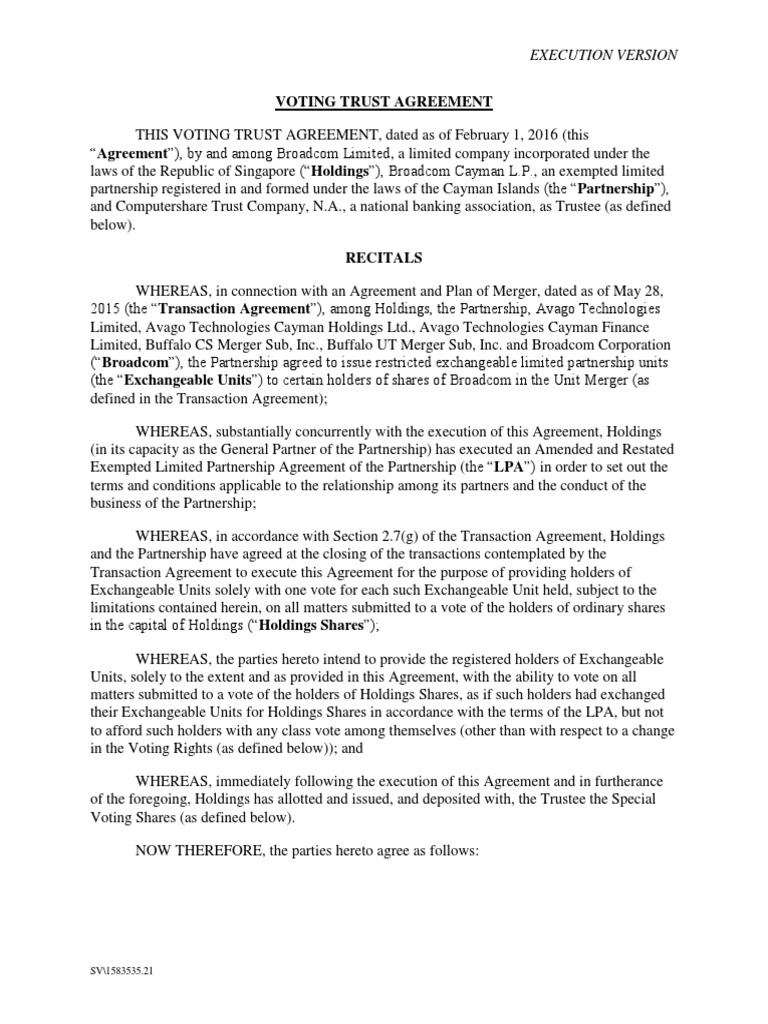 Buffalo - Holdco LP Voting Trust Agreement (1583535 - 21 - SV) | PDF ...