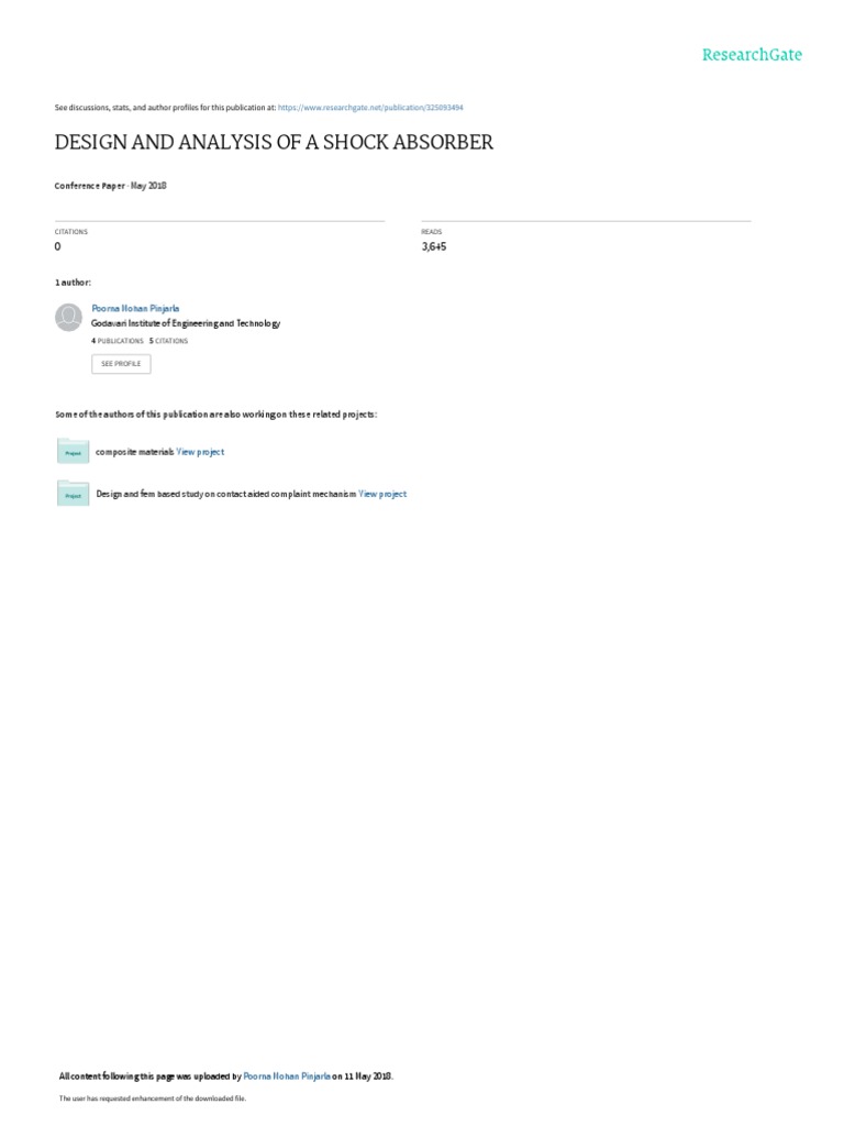 Design and Analysis of A Shock Absorber: Conference Paper | PDF ...