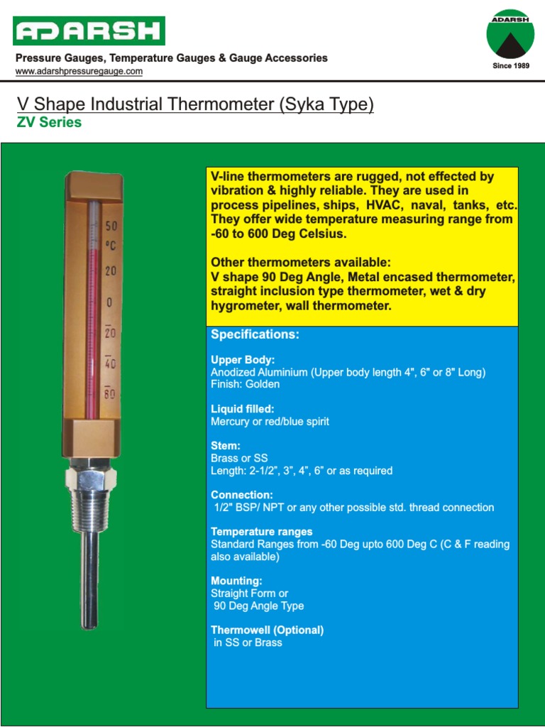 ZV - V Shape Thermometer | Download Free PDF | Thermometer | Celsius