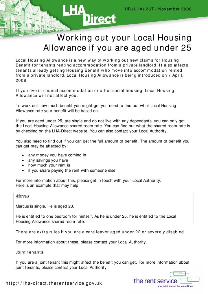 Calculating Local Housing Allowance for Tenants Under Age 25 | PDF ...