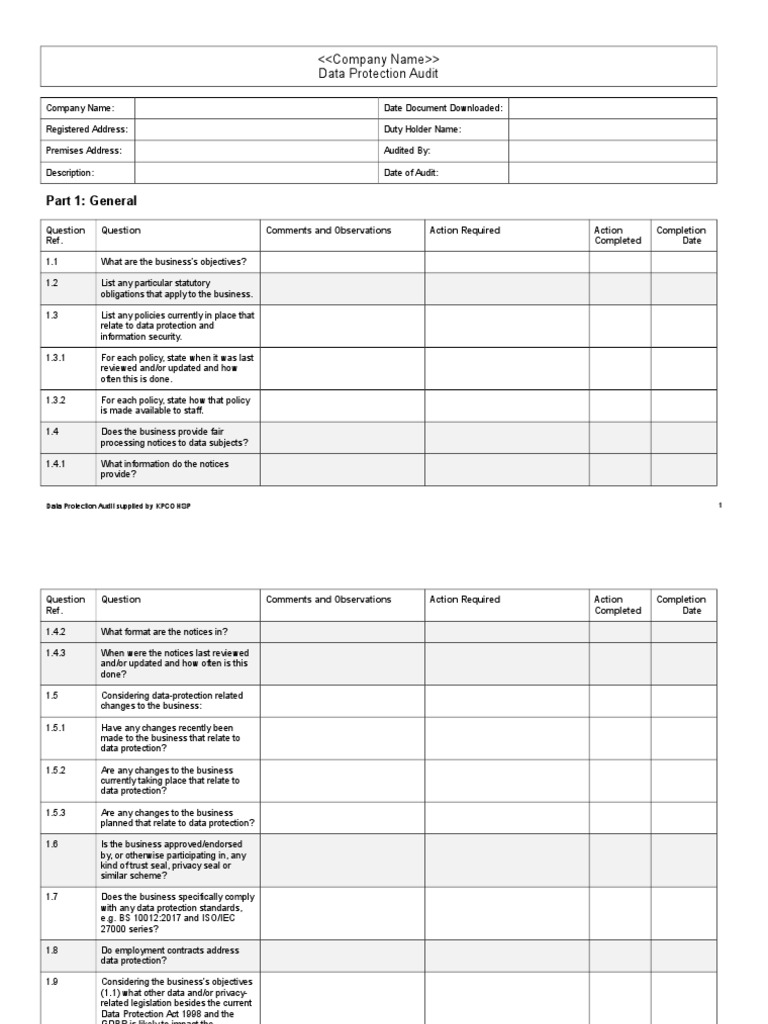 GDPR Data Protection Audit | PDF | Information Privacy | Information ...
