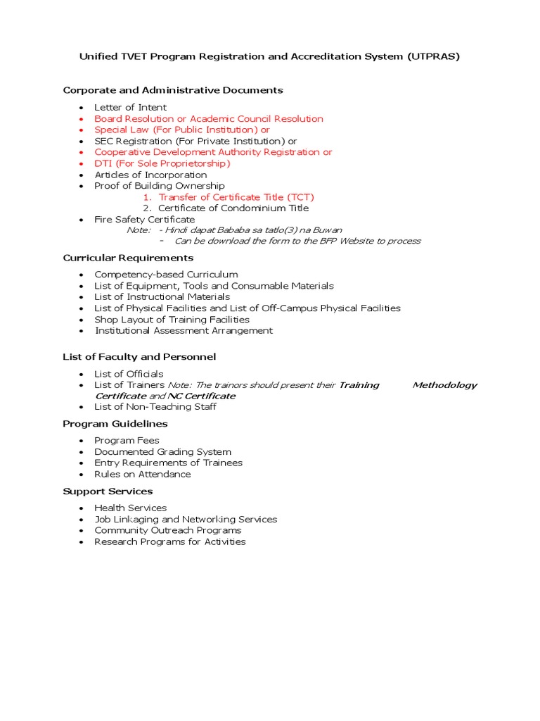 Unified TVET Program Registration and Accreditation System | PDF