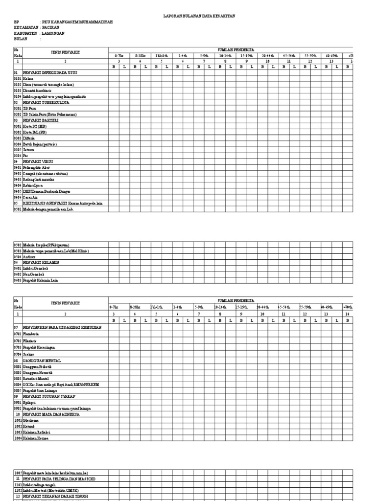 Laporan Bulanan Puskesmas | PDF