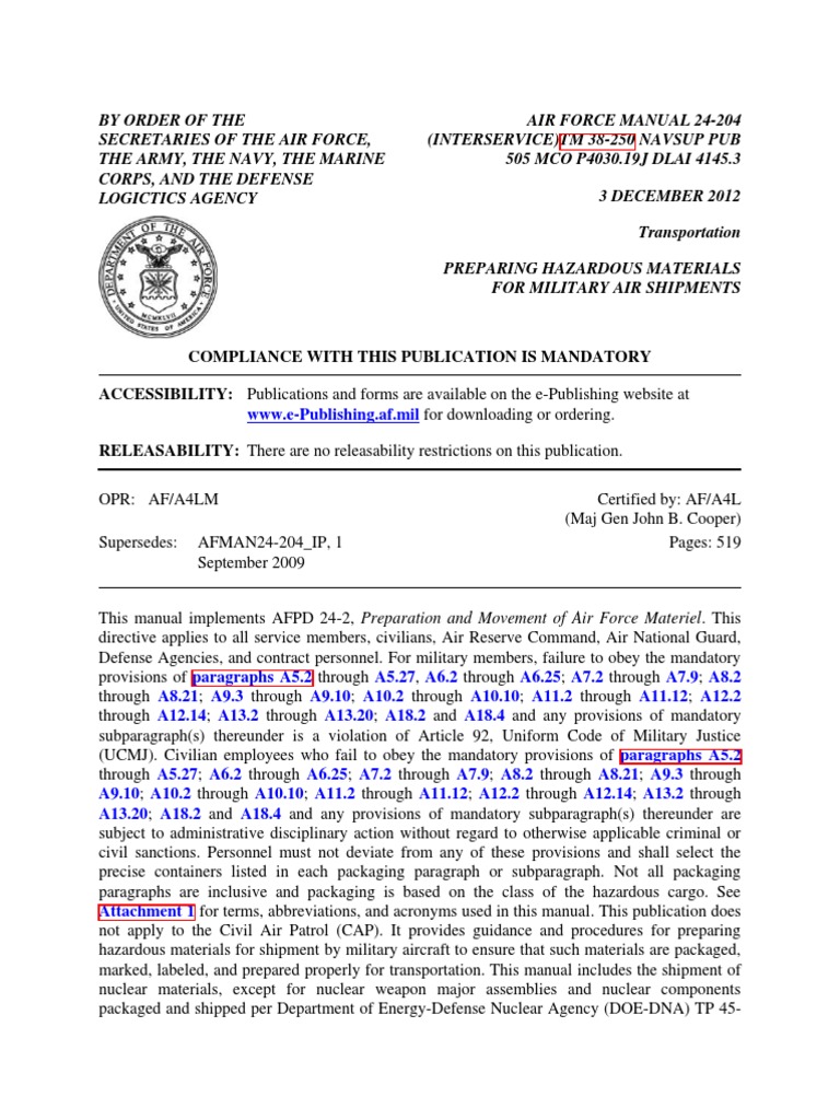 TM 38_250 | Dangerous Goods | Cargo
