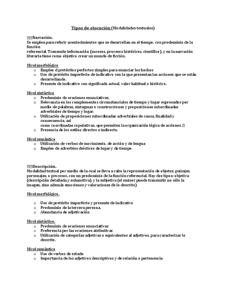 Tipos de modalidades textuales y sus características lingüísticas | PDF ... Tipos de modalidades textuales y sus características lingüísticas | PDF ...