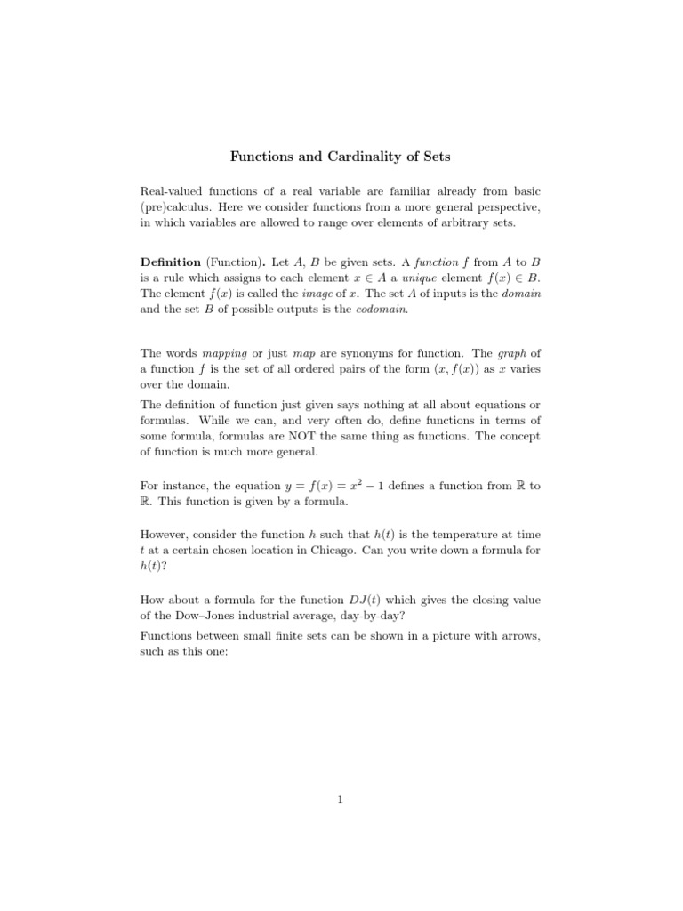Functions and Cardinality of Sets | PDF | Function (Mathematics) | Mathematical Relations