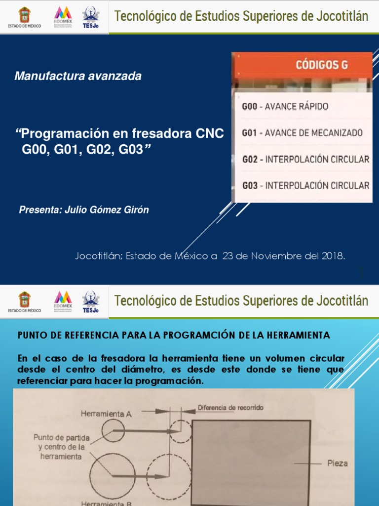 Programación CNC: G00, G01, G02, G03 | PDF | Agitación | Enseñanza de ...