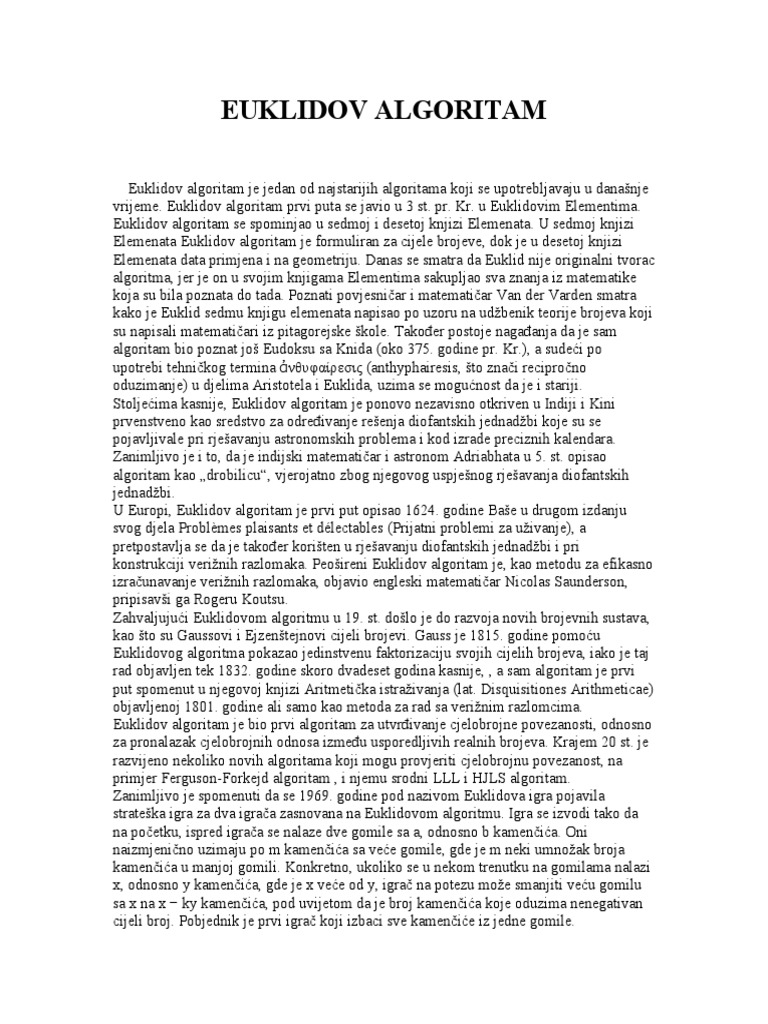 Euklidov Algoritam | PDF
