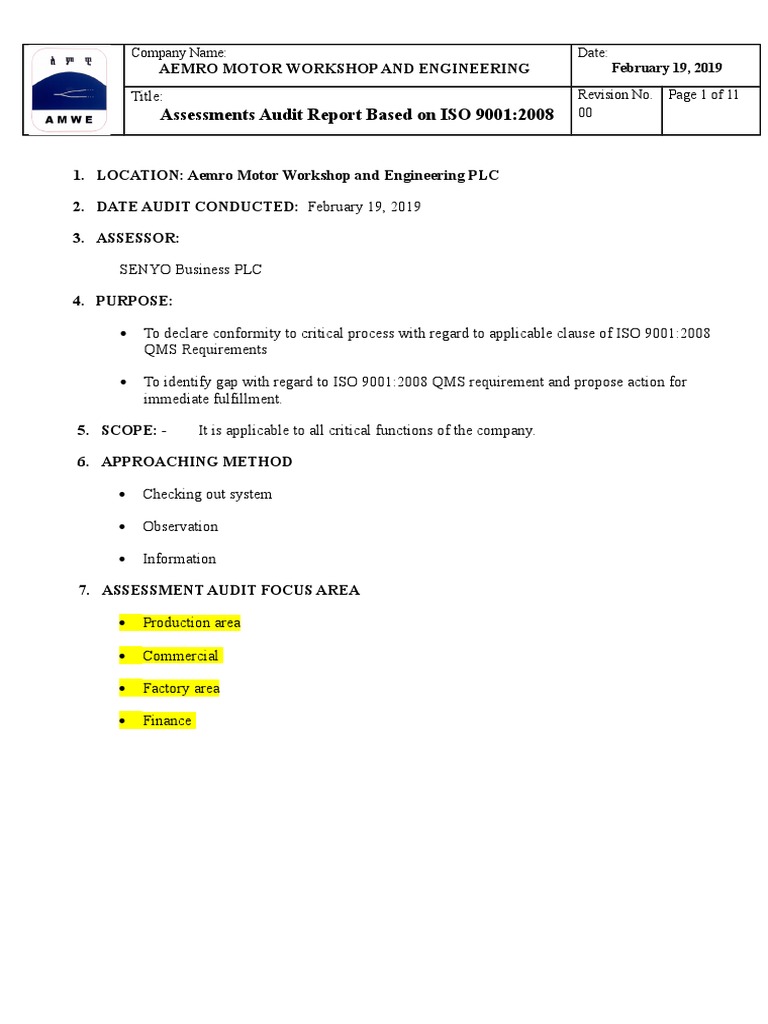 Assesment Report (QMS) | Download Free PDF | Iso 9000 | Quality ...