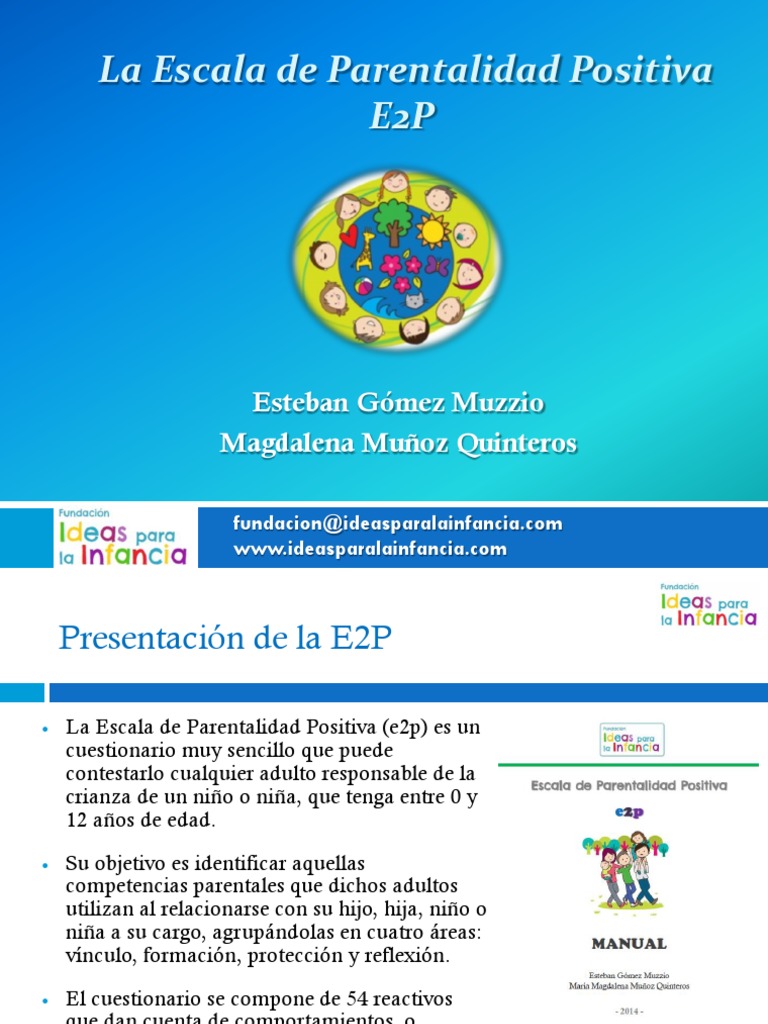 La Escala de Parentalidad Positiva E2P (2014) PDF | PDF | Teoría de apego | Cuestionario