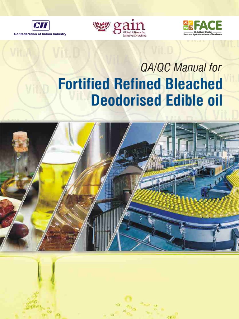 QA QC Manual For Fortified Refined Bleached Deodorised Edible Oil | PDF ...