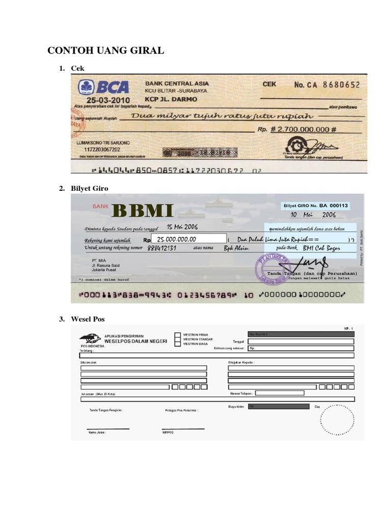 Contoh Uang Giral | PDF