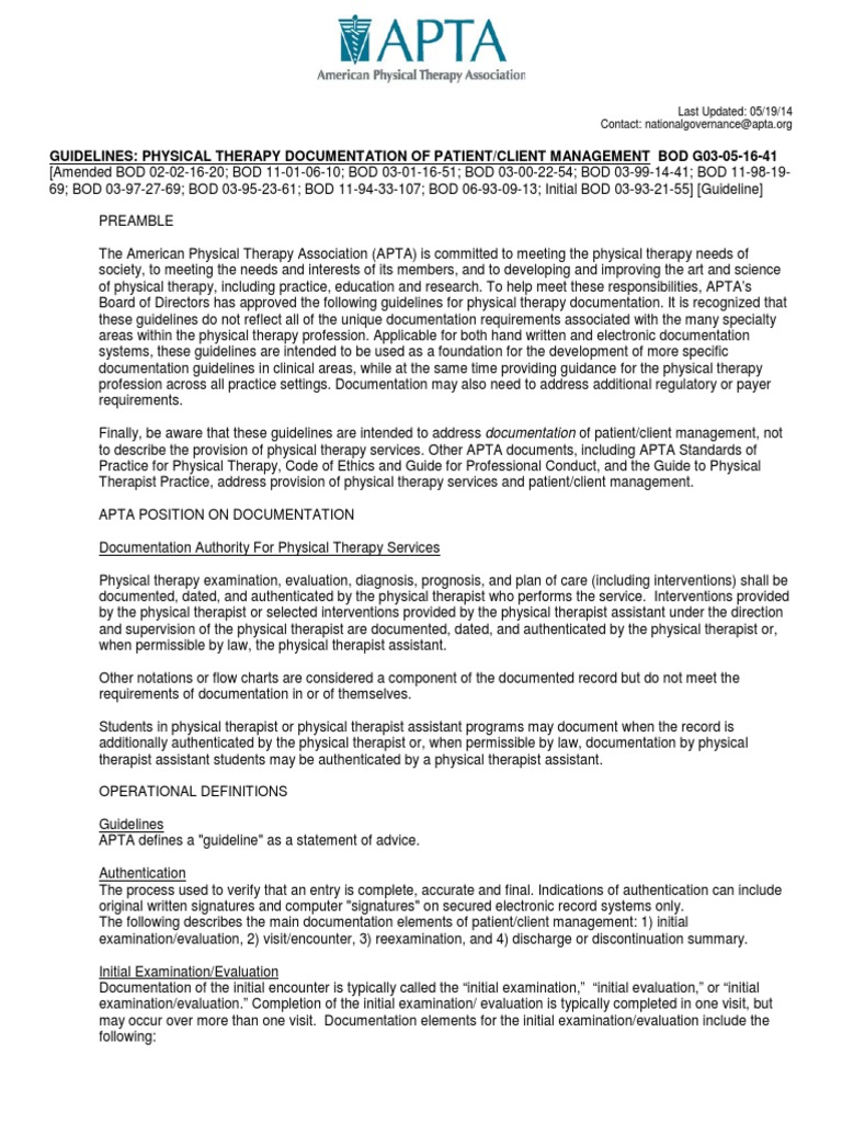 Documentation Patient Client Management APTA | PDF | Physical Therapy ...