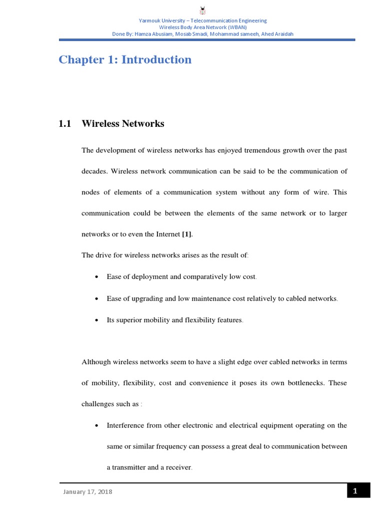 Chapter 1: Introduction: 1.1 Wireless Networks | PDF | Wireless Lan | Wireless Sensor Network