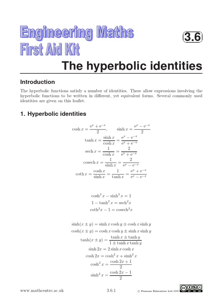 3.6 The Hyperbolic Identities: X X X X | PDF | Manifold | Geometric Shapes